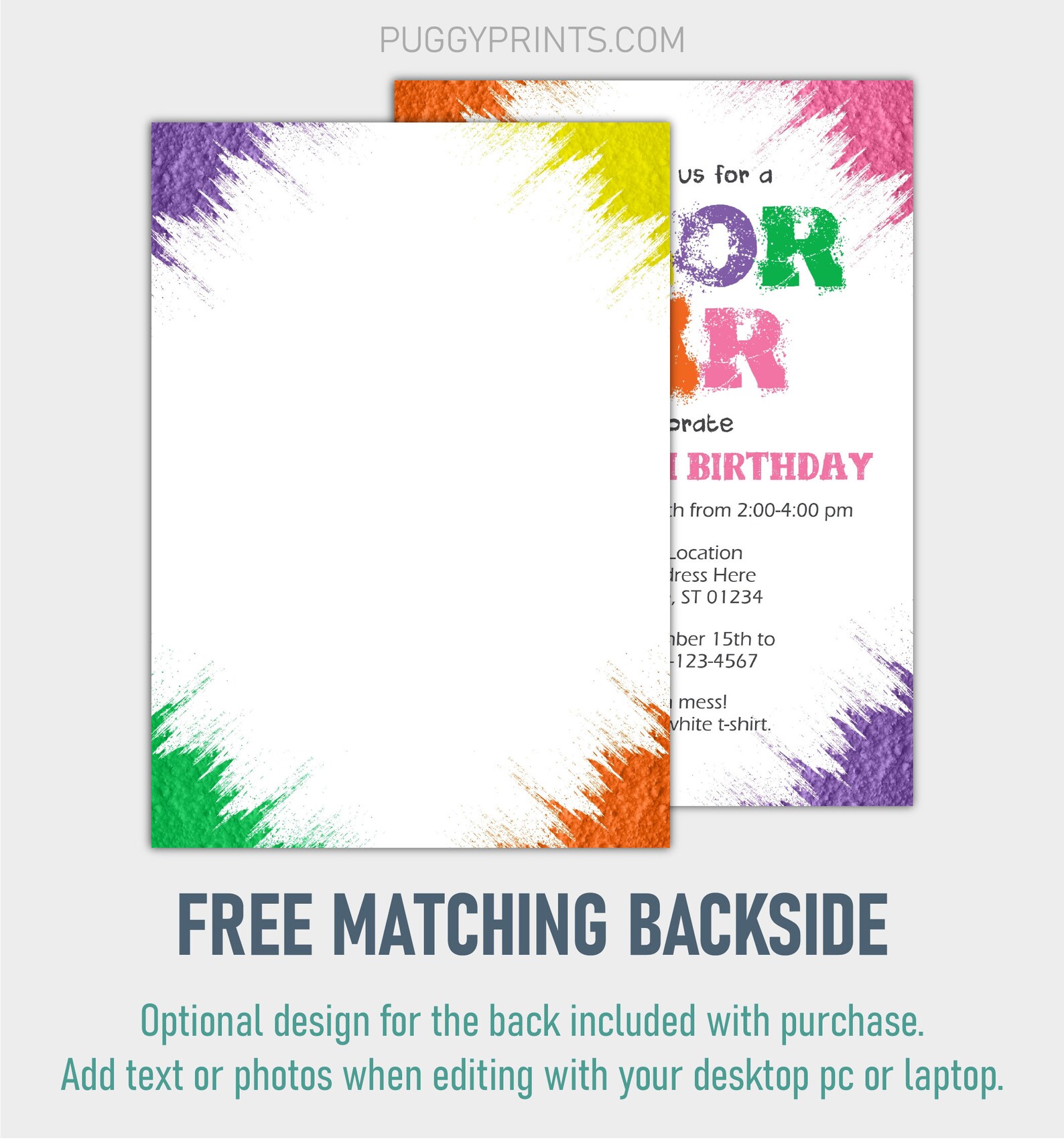 Color War Birthday Invitation Editable Template Online - Etsy