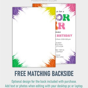 Color War Birthday Invitation Editable Template Online - Etsy