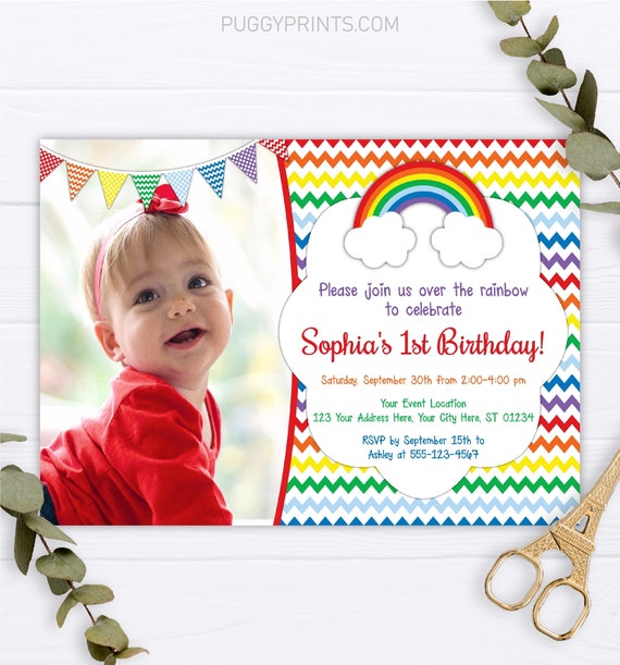 Rainbow Birthday Invitation, Rainbow Invitation, Colorful Birthday ...