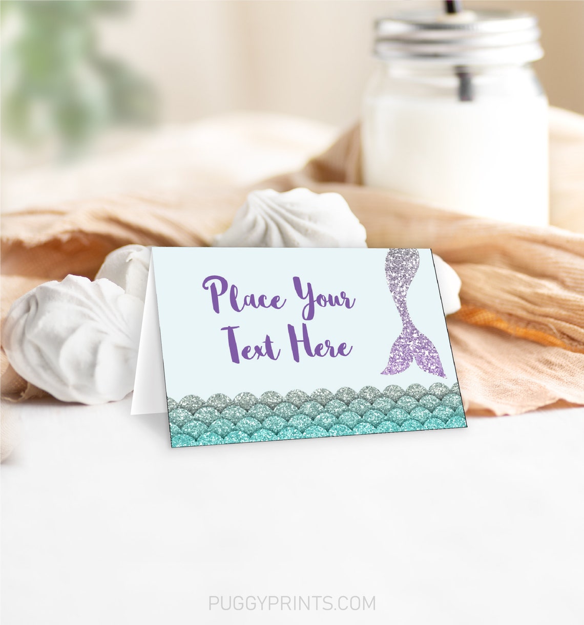 Mermaid Place Cards Editable Mermaid Place Card Template - Etsy
