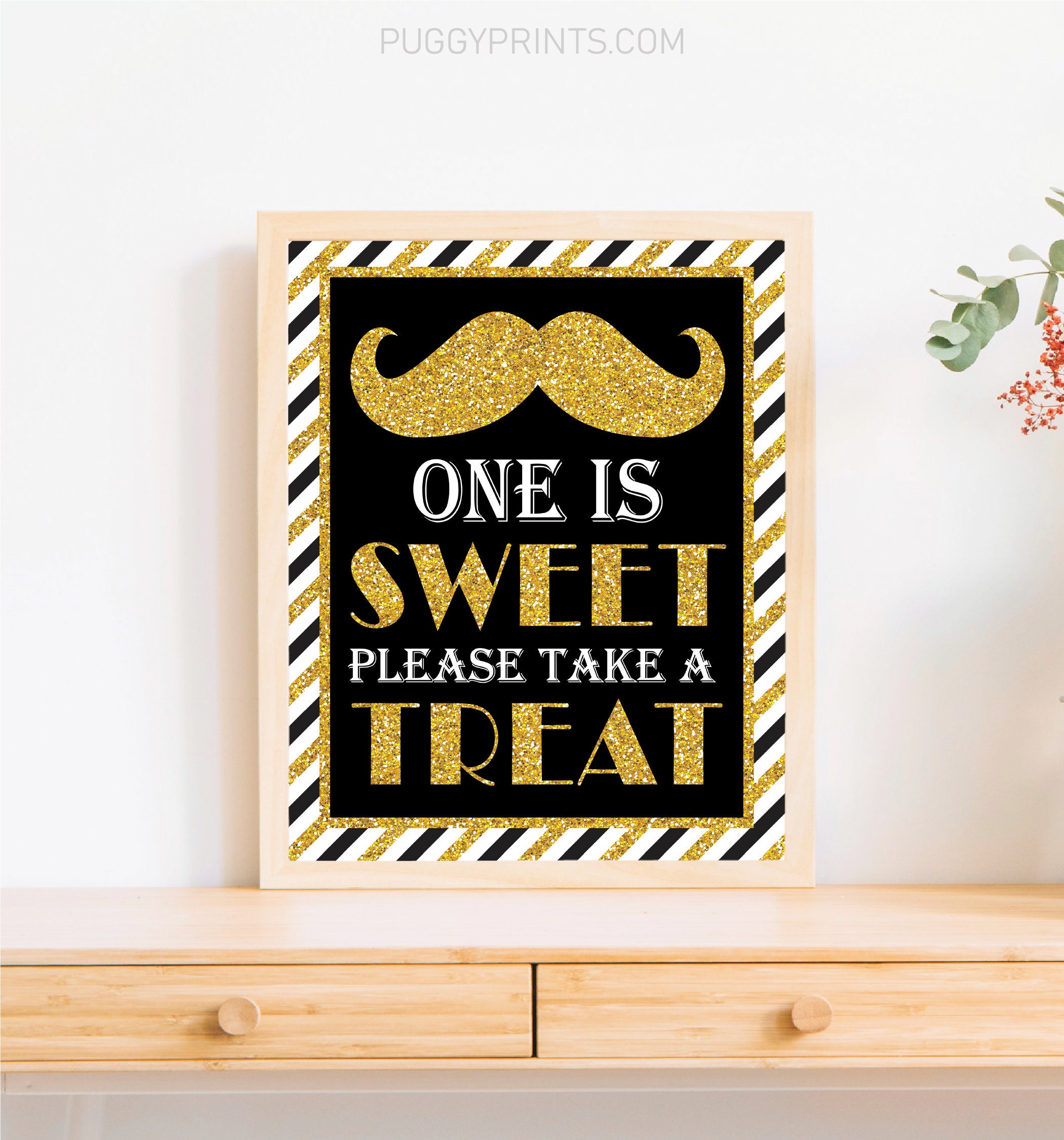 One is Sweet Take a Treat Sign Printable Mustache Party Favor - Etsy