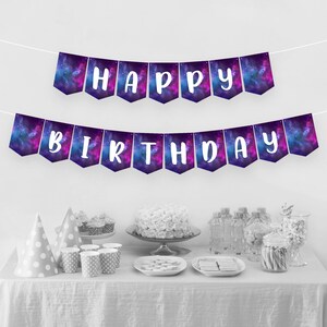 Galaxy Happy Birthday Banner: Teen Girl Party Decor (instant Download ...