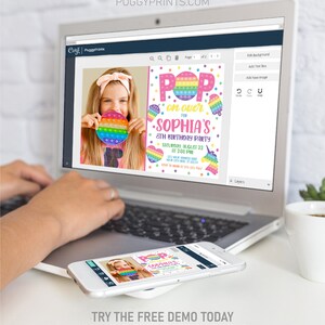 Pop It Birthday Invitation, Editable Pop It Invitation Template ...