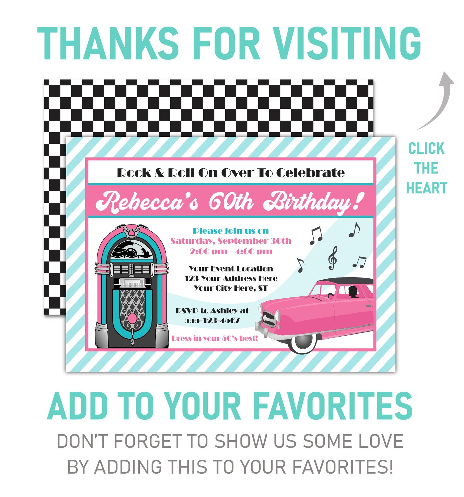 Sock Hop Birthday Invitation Editable 1950's Invitation - Etsy