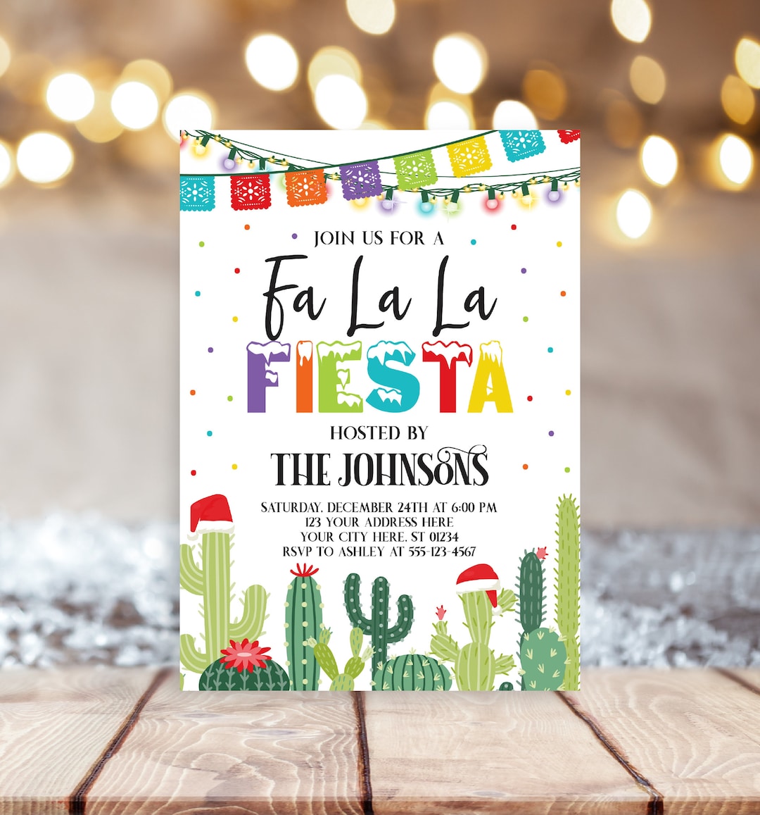 Christmas Fiesta Invitation, Editable Fa La La Fiesta Invitation ...