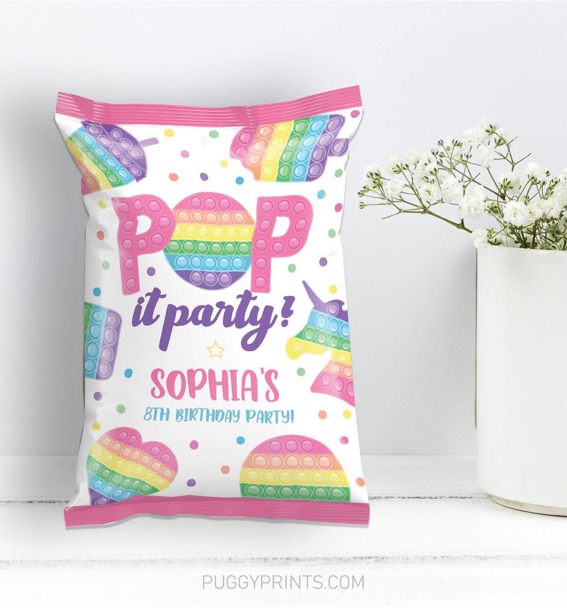 Editable Pop It Party Chip Bags Printable Pop It Birthday | Etsy UK