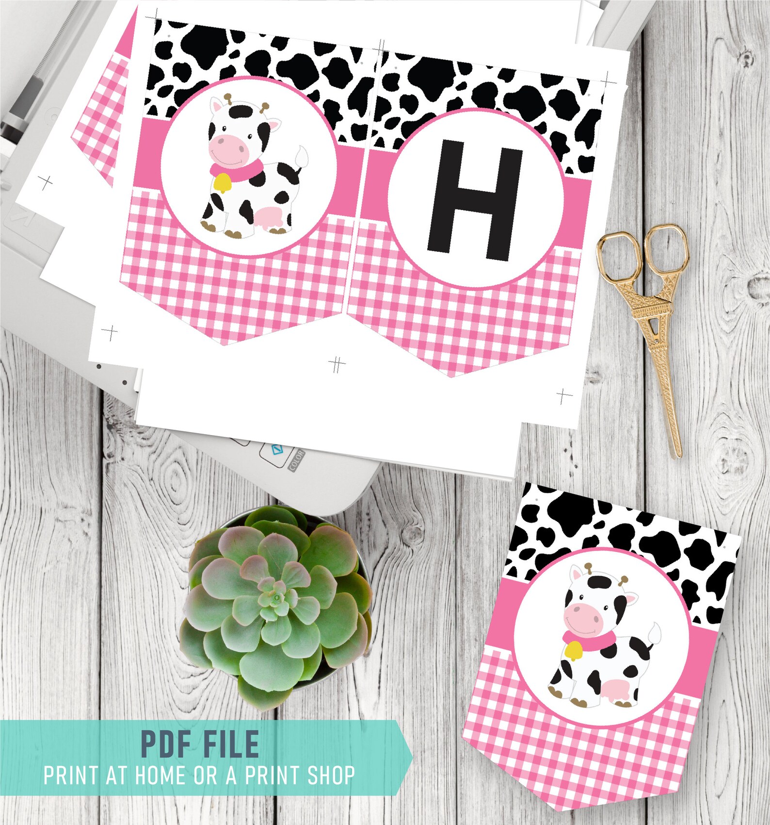 Cow Happy Birthday Banner Printable Cow Banner Personalized - Etsy