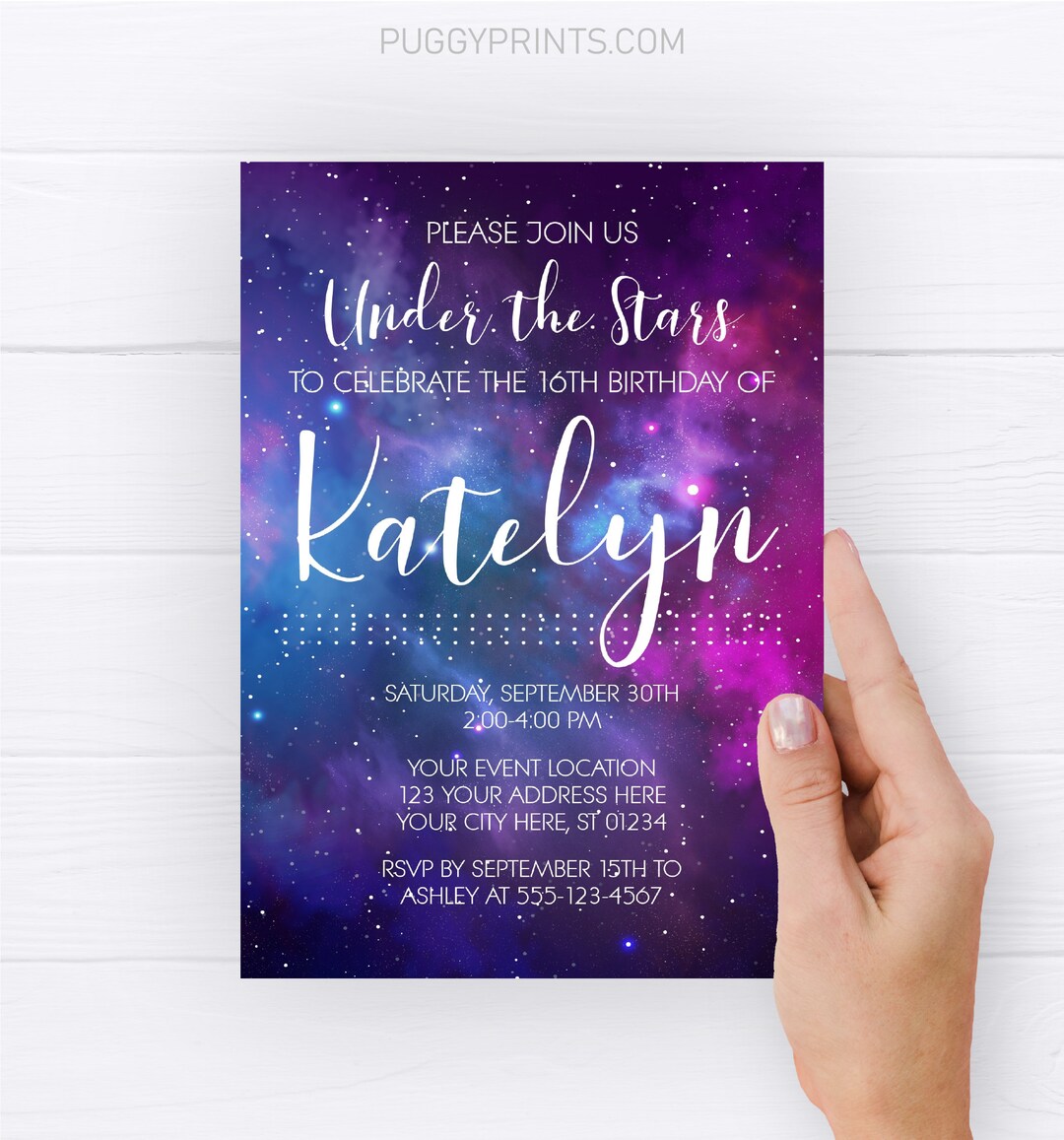 Galaxy Birthday Invitation | Editable Template Online | Instant ...
