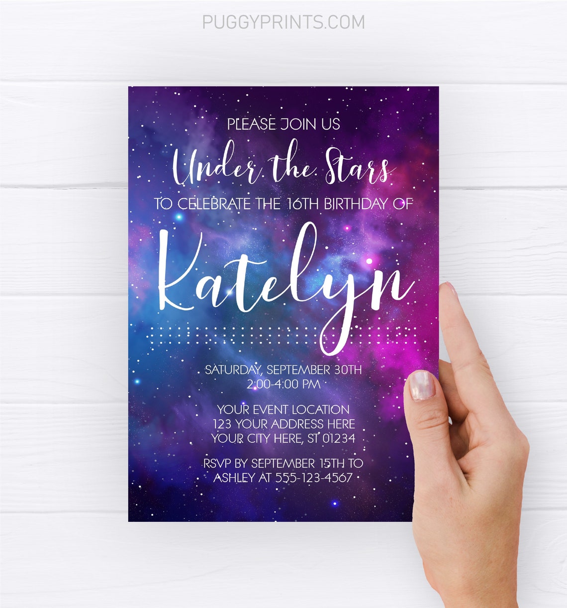 Galaxy Birthday Invitation Editable Template Online | Etsy
