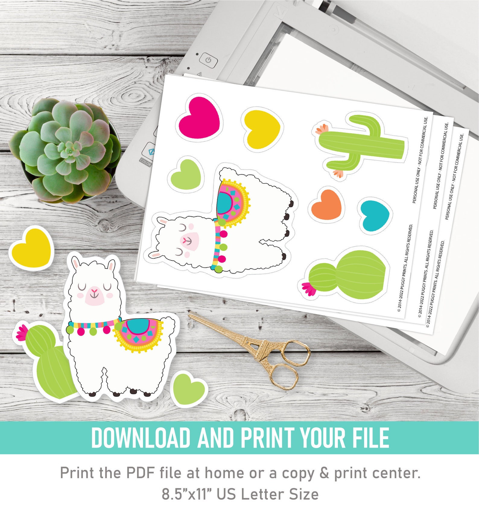 Llama Birthday Cake Topper Printable Llama Birthday - Etsy