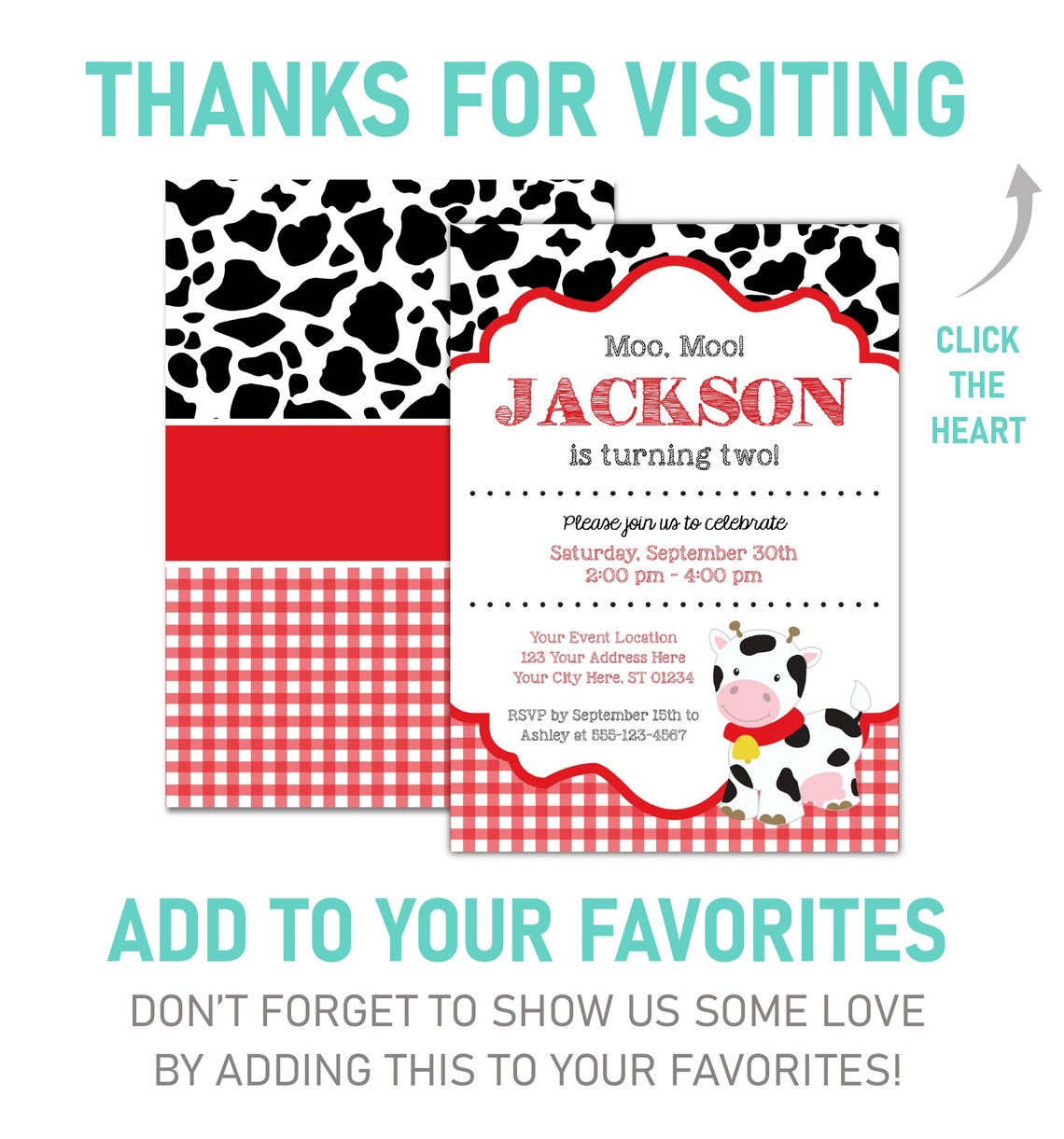 Cow Birthday Invitation Editable Cow Invitation Template - Etsy