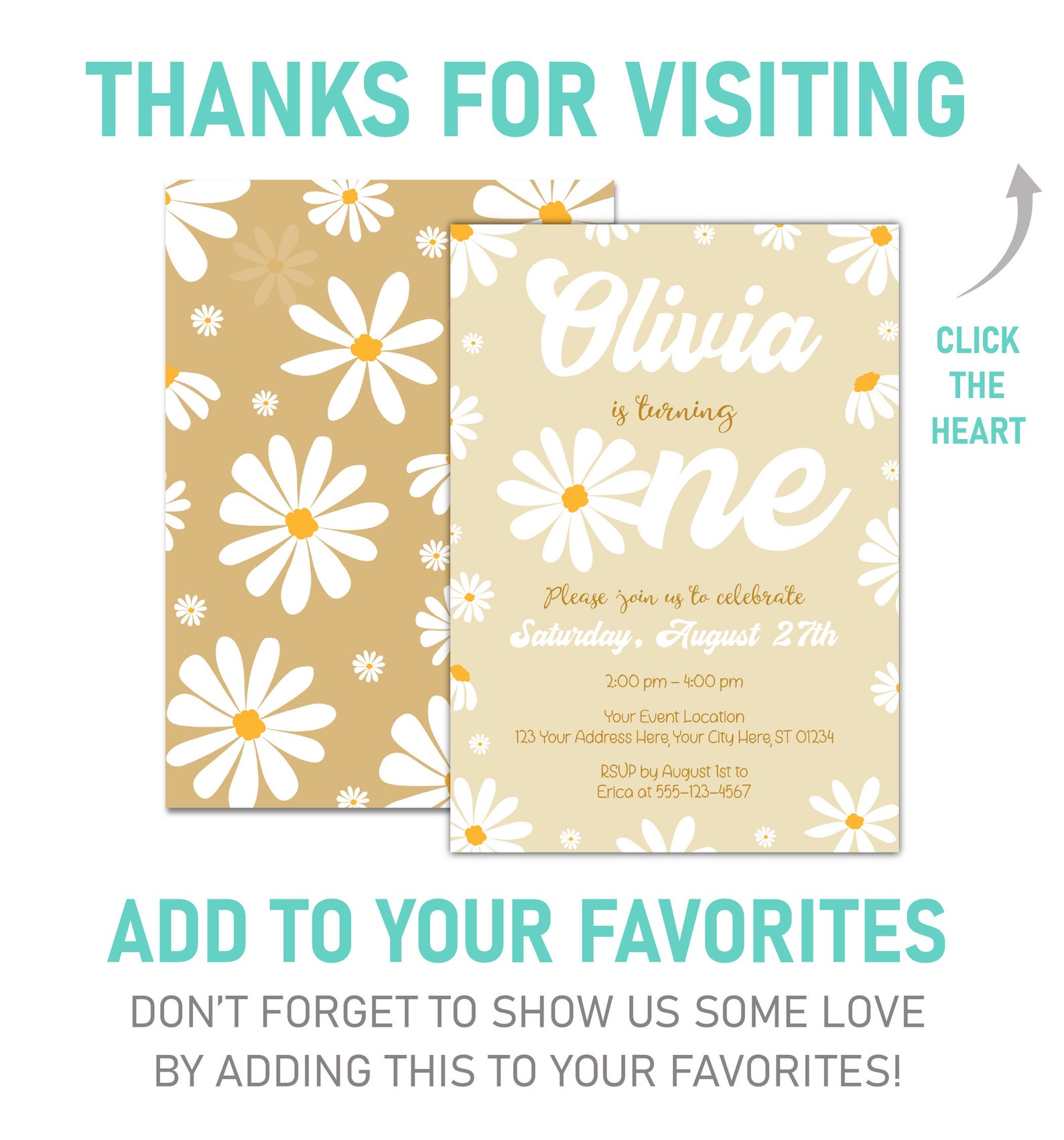 Retro Daisy Invitation Editable Daisy Invitation Template - Etsy