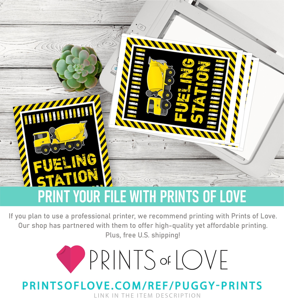 Fueling Station Sign Printable Construction Birthday Party | Etsy