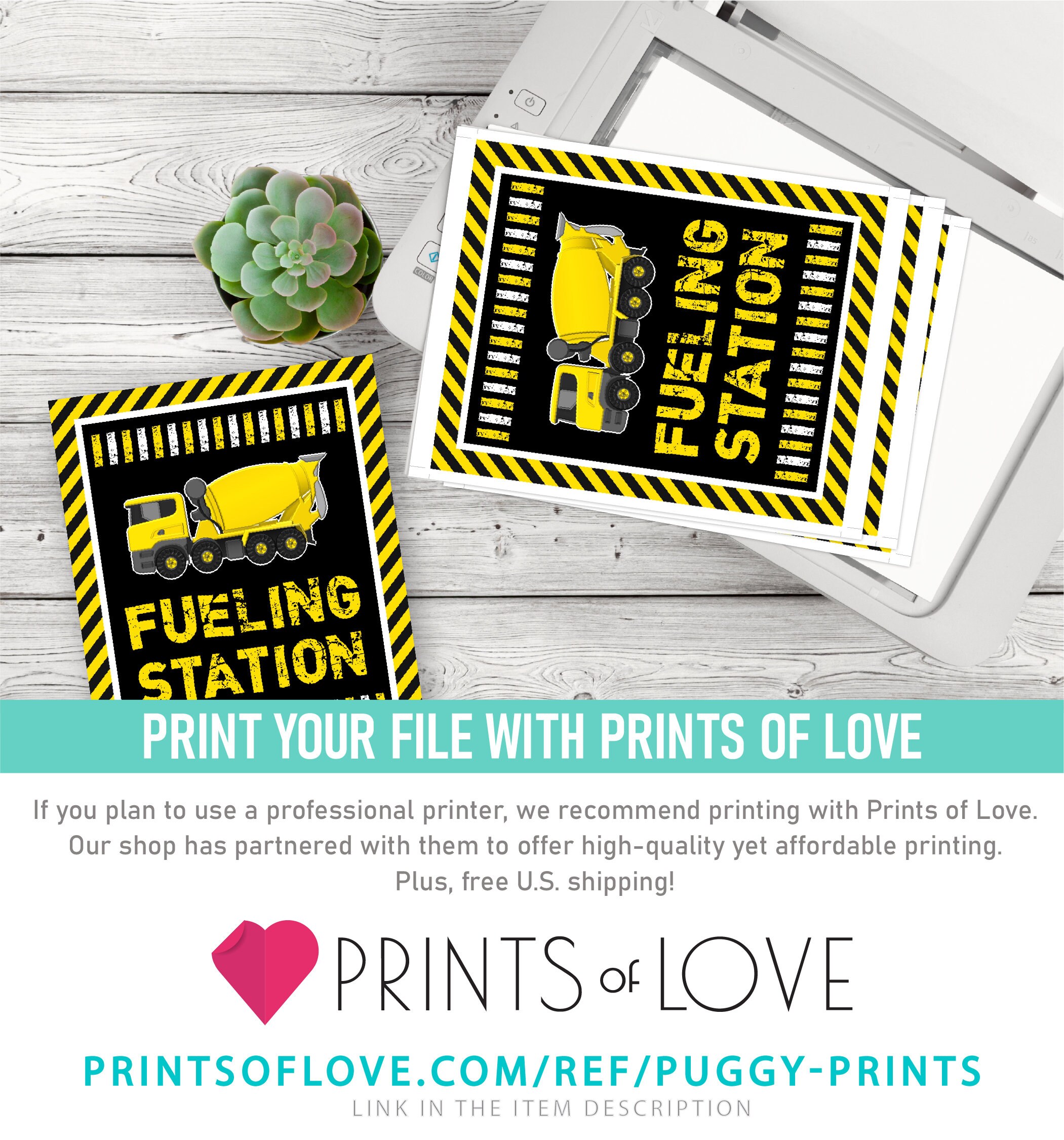 Fueling Station Sign Printable Construction Birthday Party | Etsy