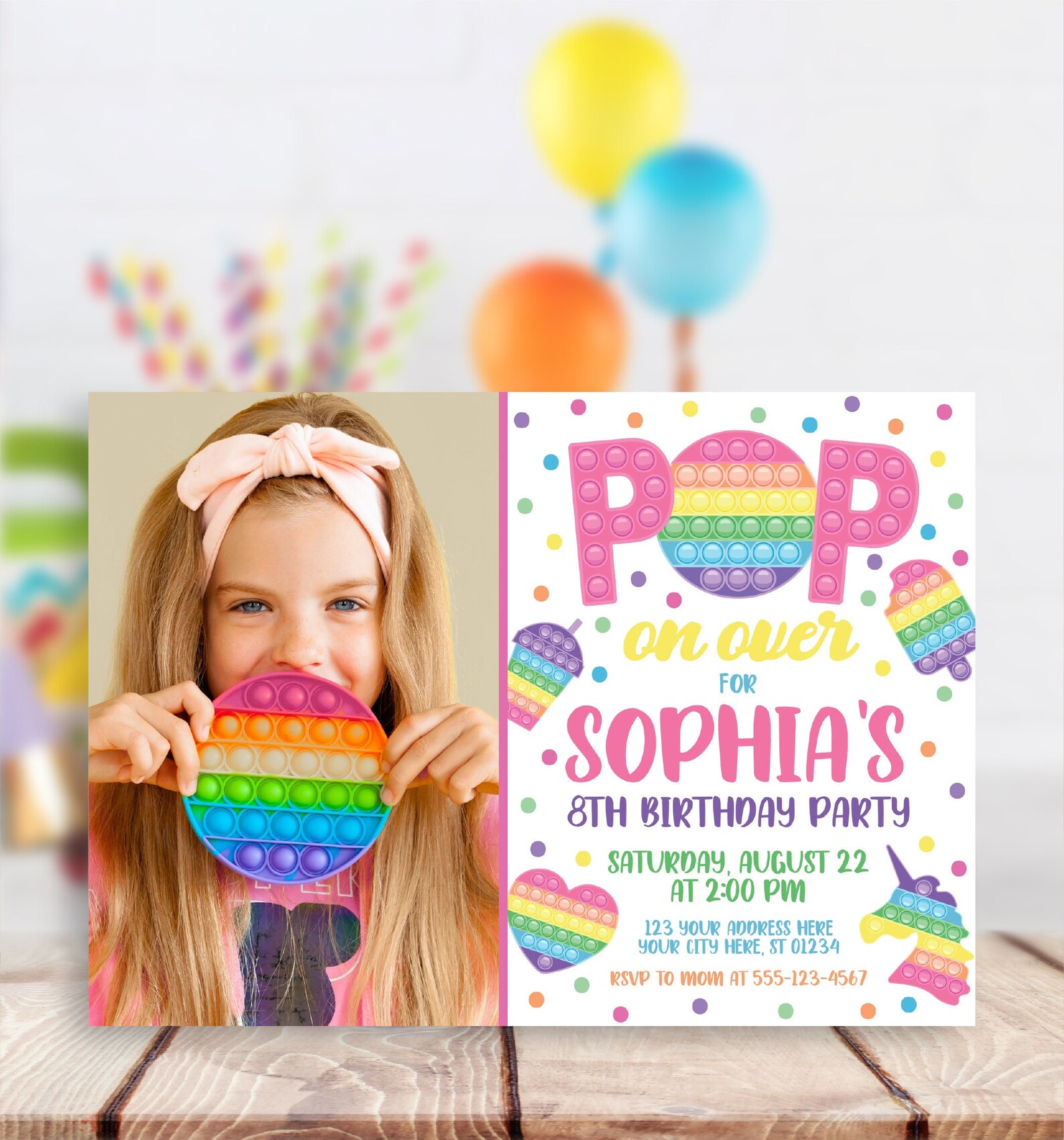 Pop It Birthday Invitation Editable Pop It Invitation - Etsy