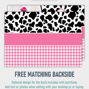 Cow Birthday Invitation in Pink With Photo Editable Template - Etsy