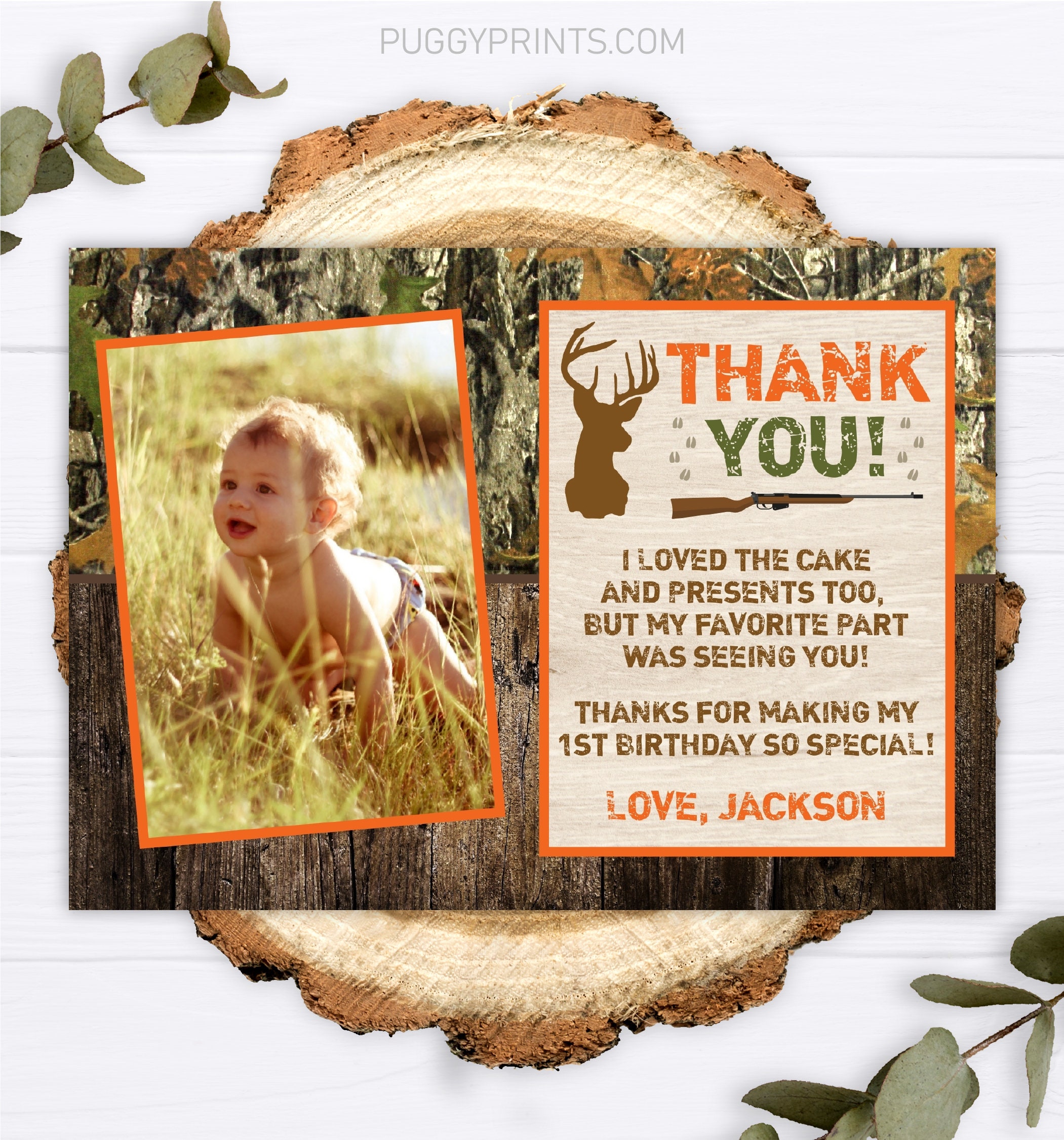 Deer Hunting Birthday Thank You Card with Photo Deer Hunting | Etsy