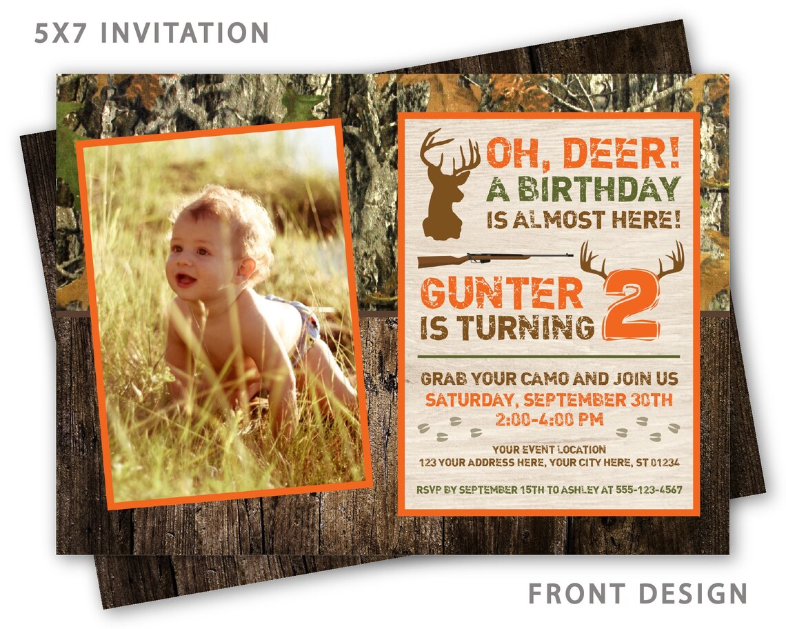 Deer Hunting Birthday Invitation Hunting Birthday | Etsy