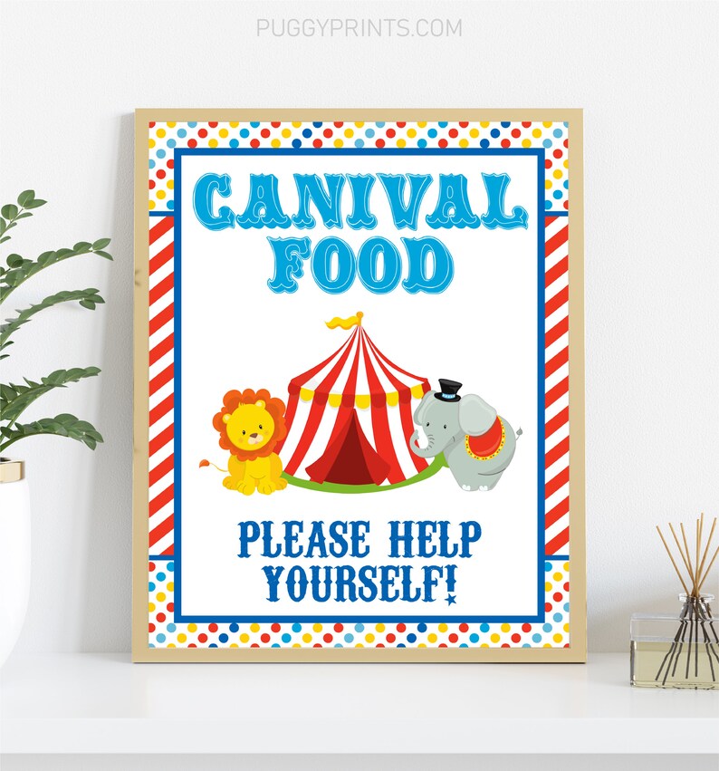 Carnival Food Sign Printable Circus Birthday Party Sign - Etsy