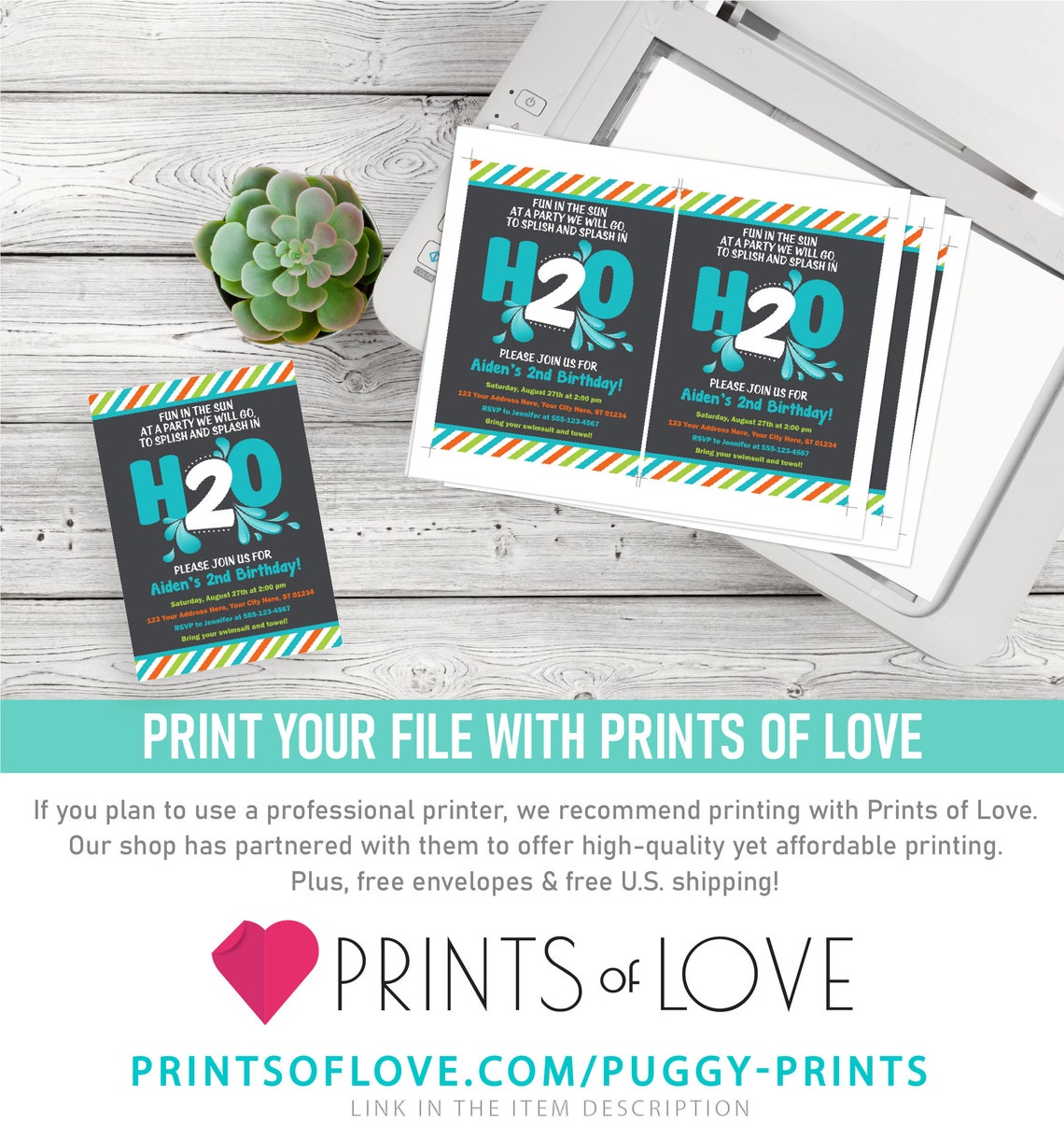 H2O Birthday Invitation Editable H20 Water Party Invitation | Etsy