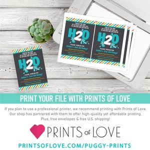 H2O Birthday Invitation Editable H20 Water Party Invitation - Etsy