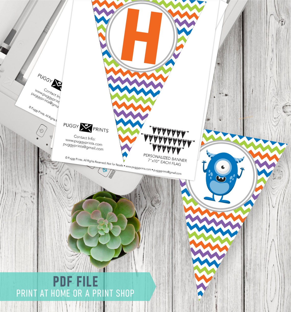 Monster Happy Birthday Banner Printable Little Monster Party | Etsy