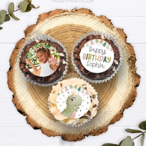 Girl Dinosaur Birthday Cupcake Toppers, Editable Dinosaur Cupcake ...