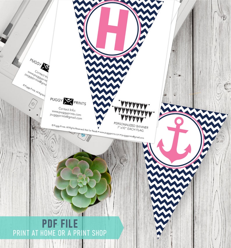 Nautical Happy Birthday Banner Printable Nautical Banner - Etsy