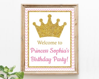 Princess Welcome Sign Princess Birthday Sign Printable - Etsy