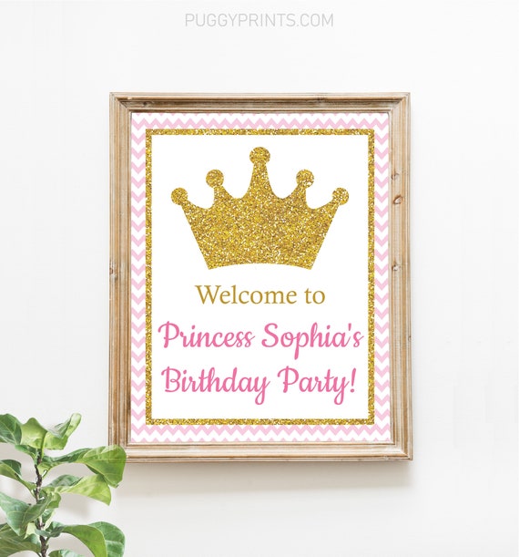 Princess Birthday Party Sign, Editable Princess Party Sign Template ...