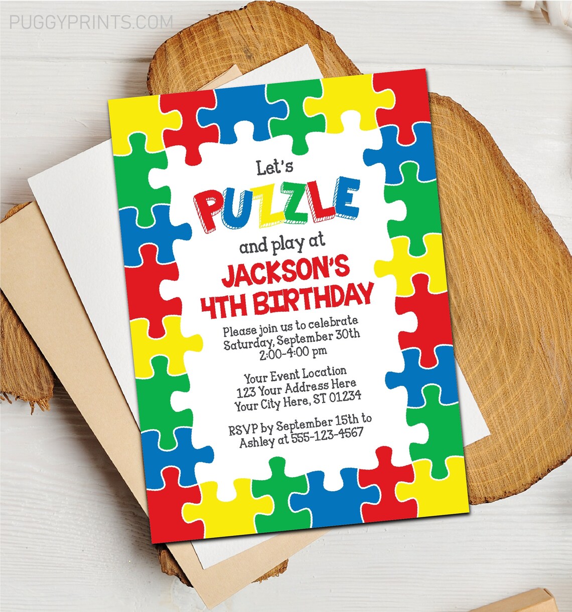 Puzzle Birthday Invitation Editable Puzzle Invitation Puzzle | Etsy