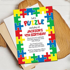 Puzzle Birthday Invitation, Editable Puzzle Invitation, Puzzle Party ...