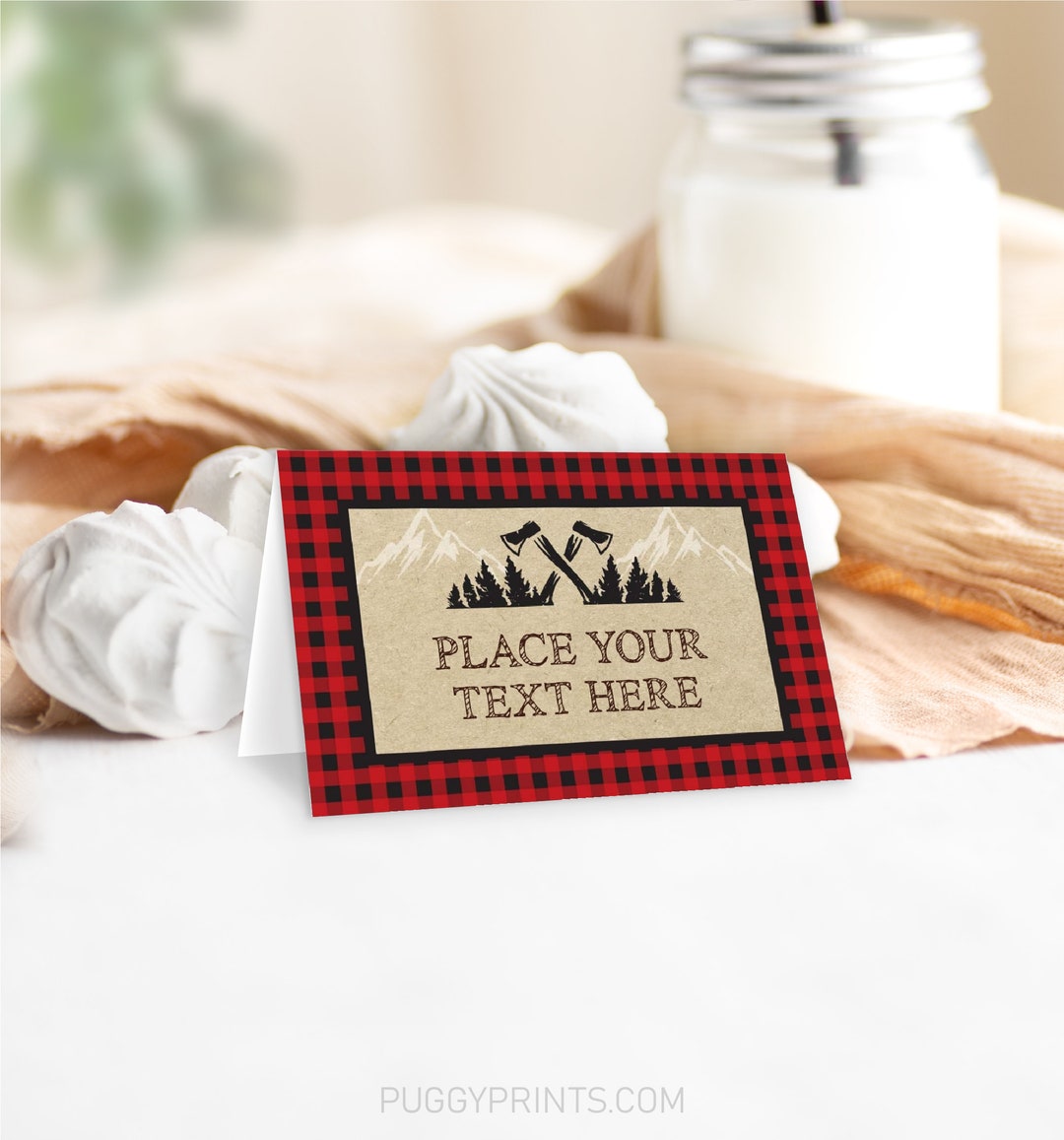 Lumberjack Birthday Place Cards, Editable Lumberjack Place Cards ...
