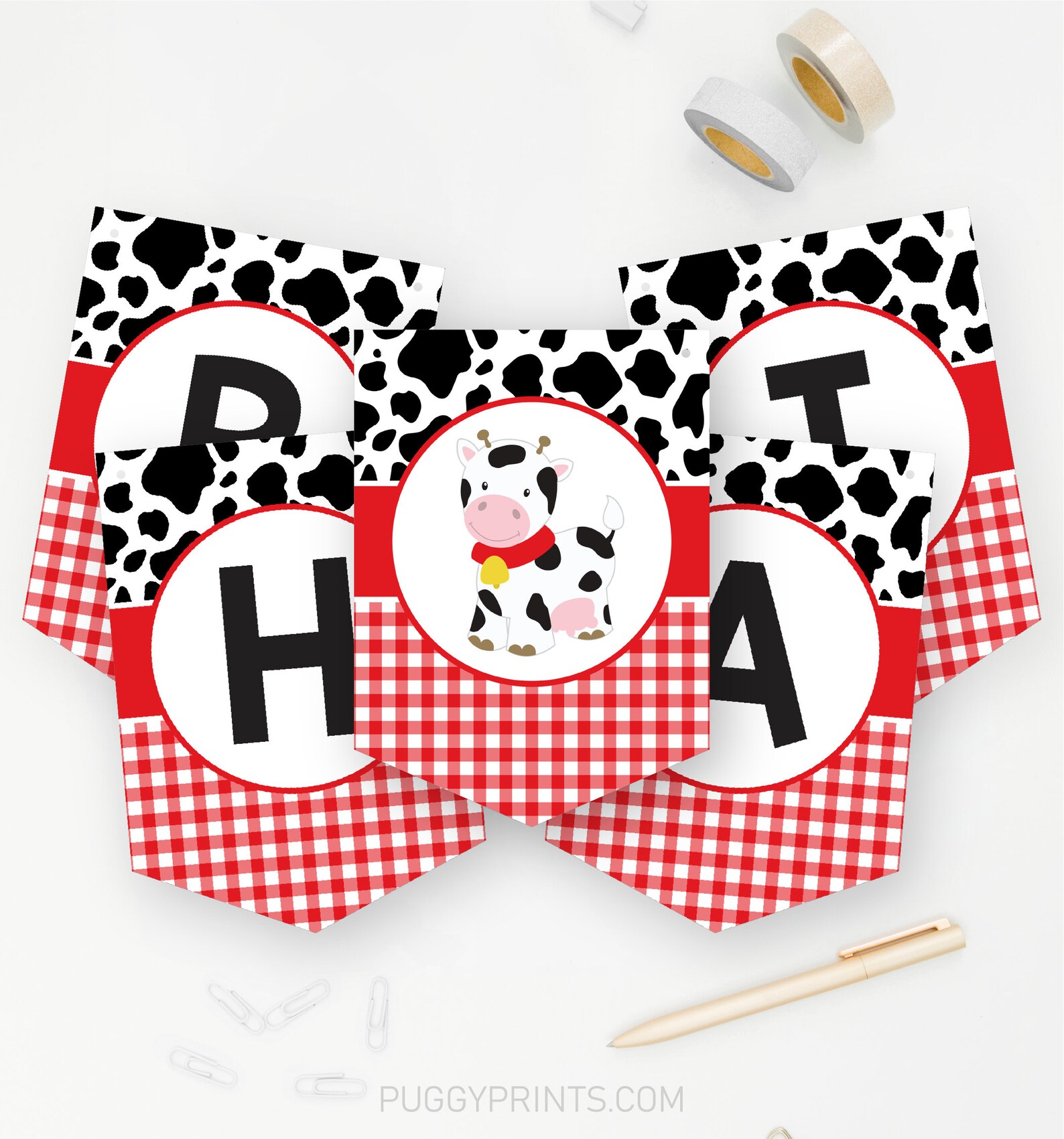 Cow Happy Birthday Banner Printable Cow Banner Personalized | Etsy