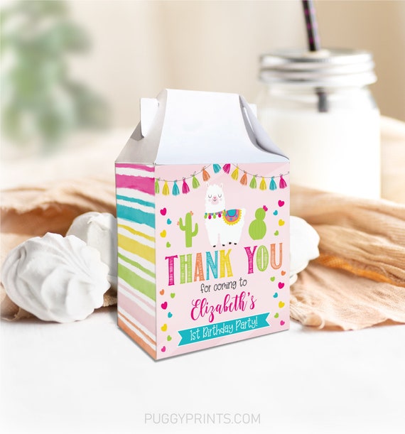 Editable Llama Party Favor Box, Printable Llama Birthday Party Gable ...