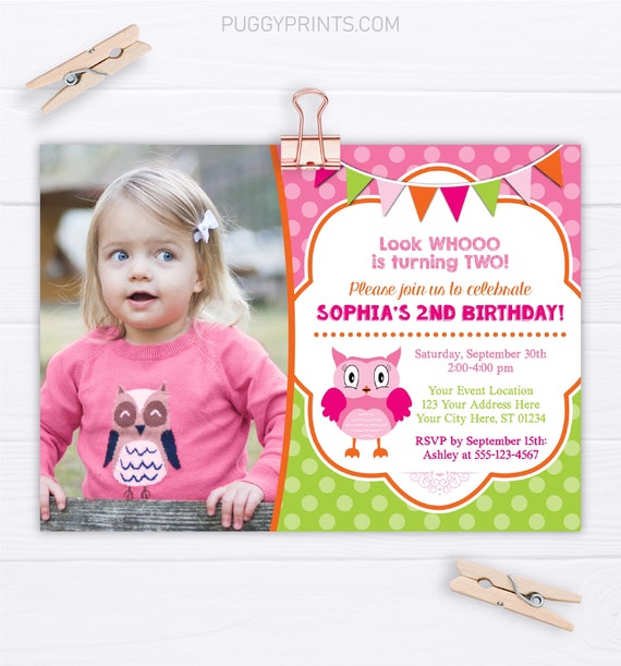 Owl Birthday Invitation, Pink Owl Invitations, Girl Birthday Invite ...