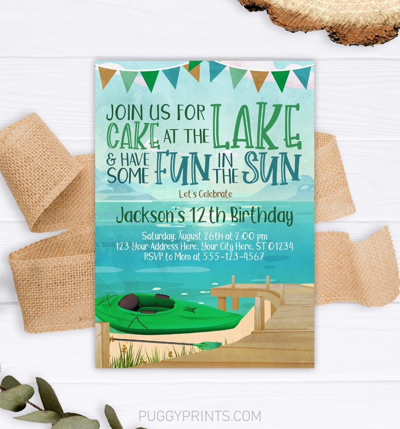 Lake Birthday Invitation Editable Lake Invitation Template - Etsy