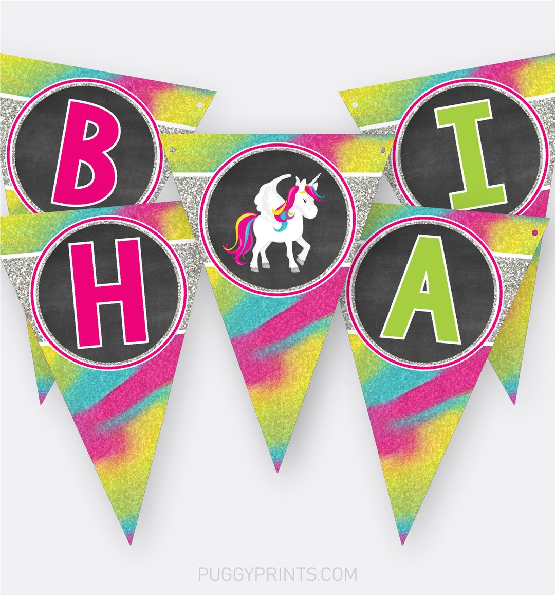 Unicorn Happy Birthday Banner, Printable Unicorn Banner, Unicorn ...
