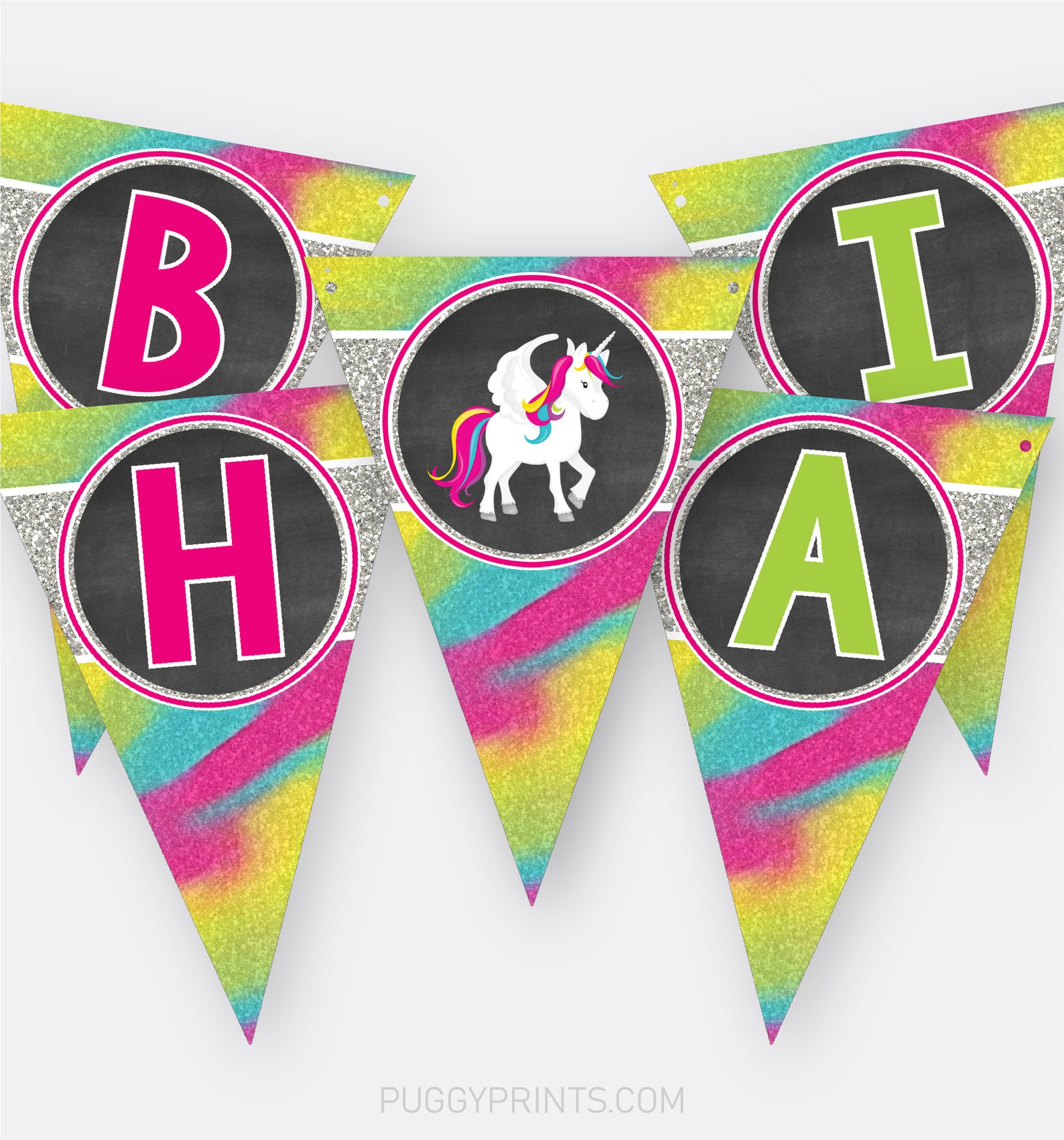 Unicorn Happy Birthday Banner Printable Unicorn Banner - Etsy