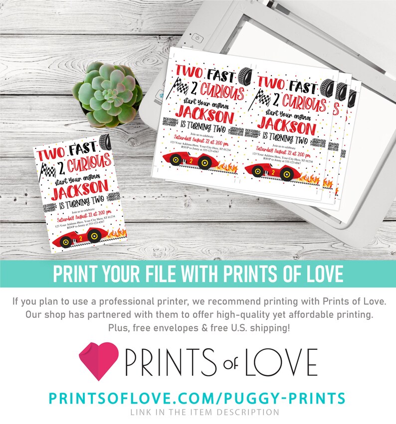 Two Fast Birthday Invitation Printable 2 Curious Invitation - Etsy