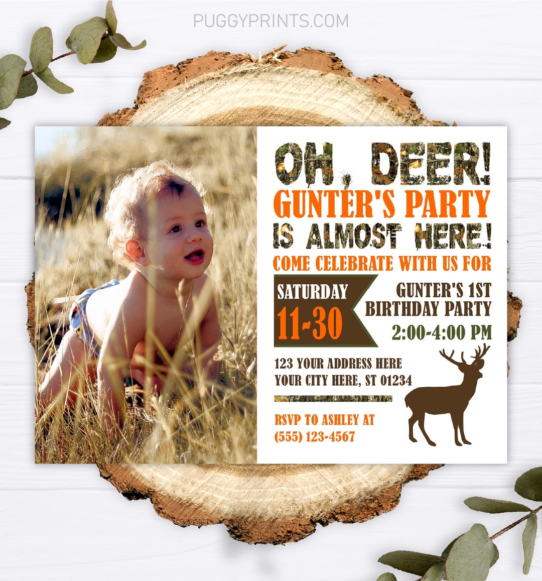 Editable Deer Hunting Birthday Invitation Printable Deer Hunter ...
