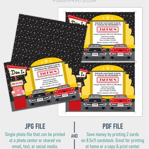 Drive in Movie Party Invitation, Editable Drive-in Birthday Invitations ...
