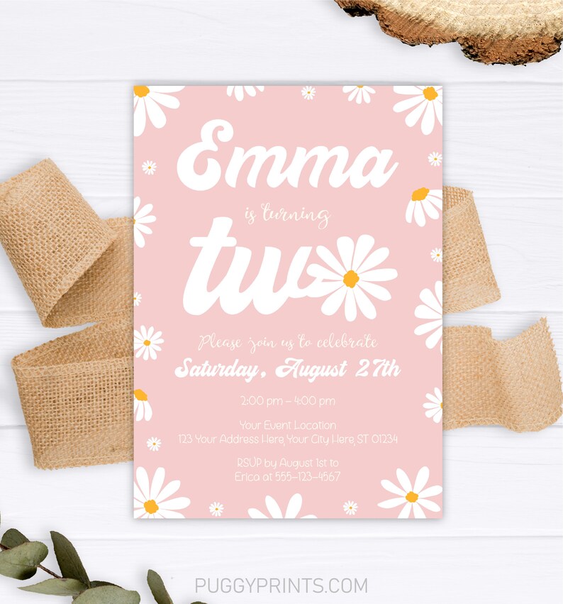 Retro Daisy Invitation Editable Daisy Invitation Template - Etsy