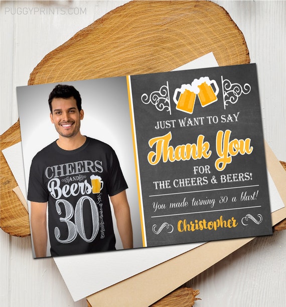 Cheers and Beers Thank You Card With Photo Editable Template | Etsy