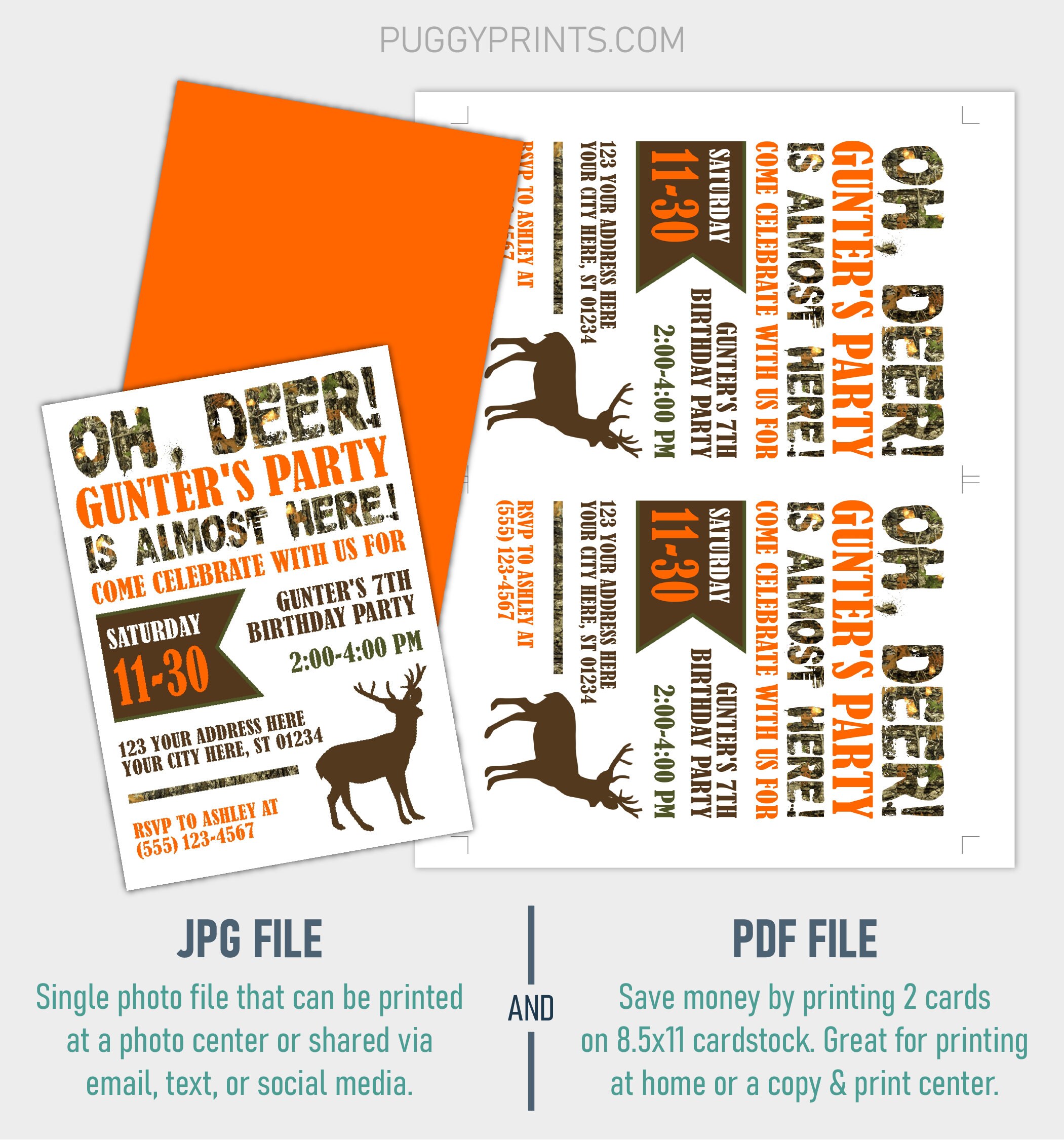 Deer Hunting Birthday Invitation Deer Hunting Invitation | Etsy