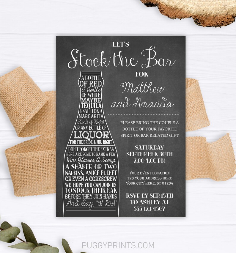 Stock the Bar Engagement Party Invitation Editable Template | Etsy