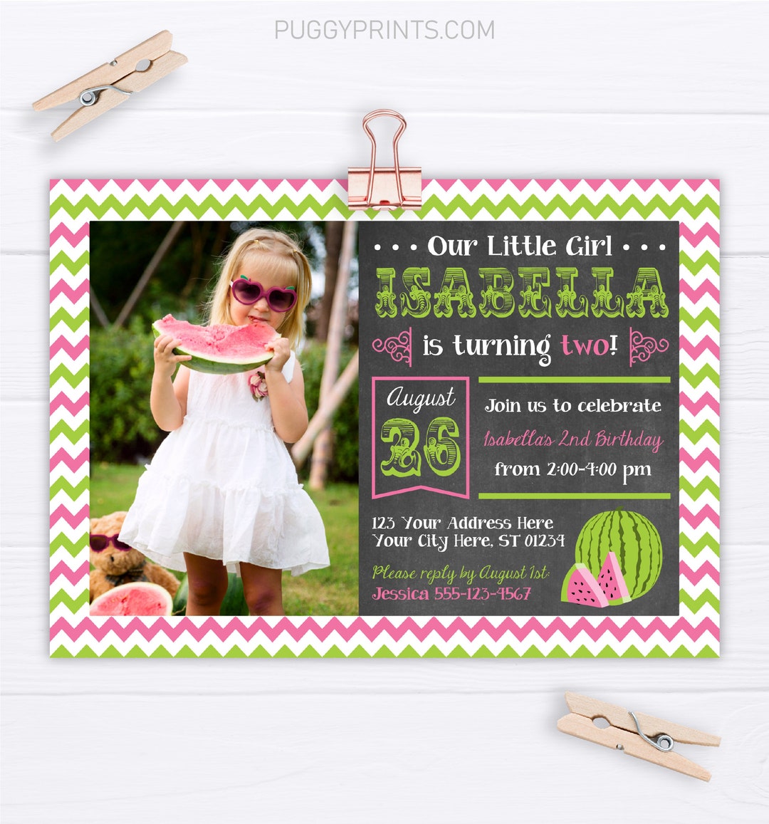 Editable Watermelon Birthday Invitation Template Printable One in a ...
