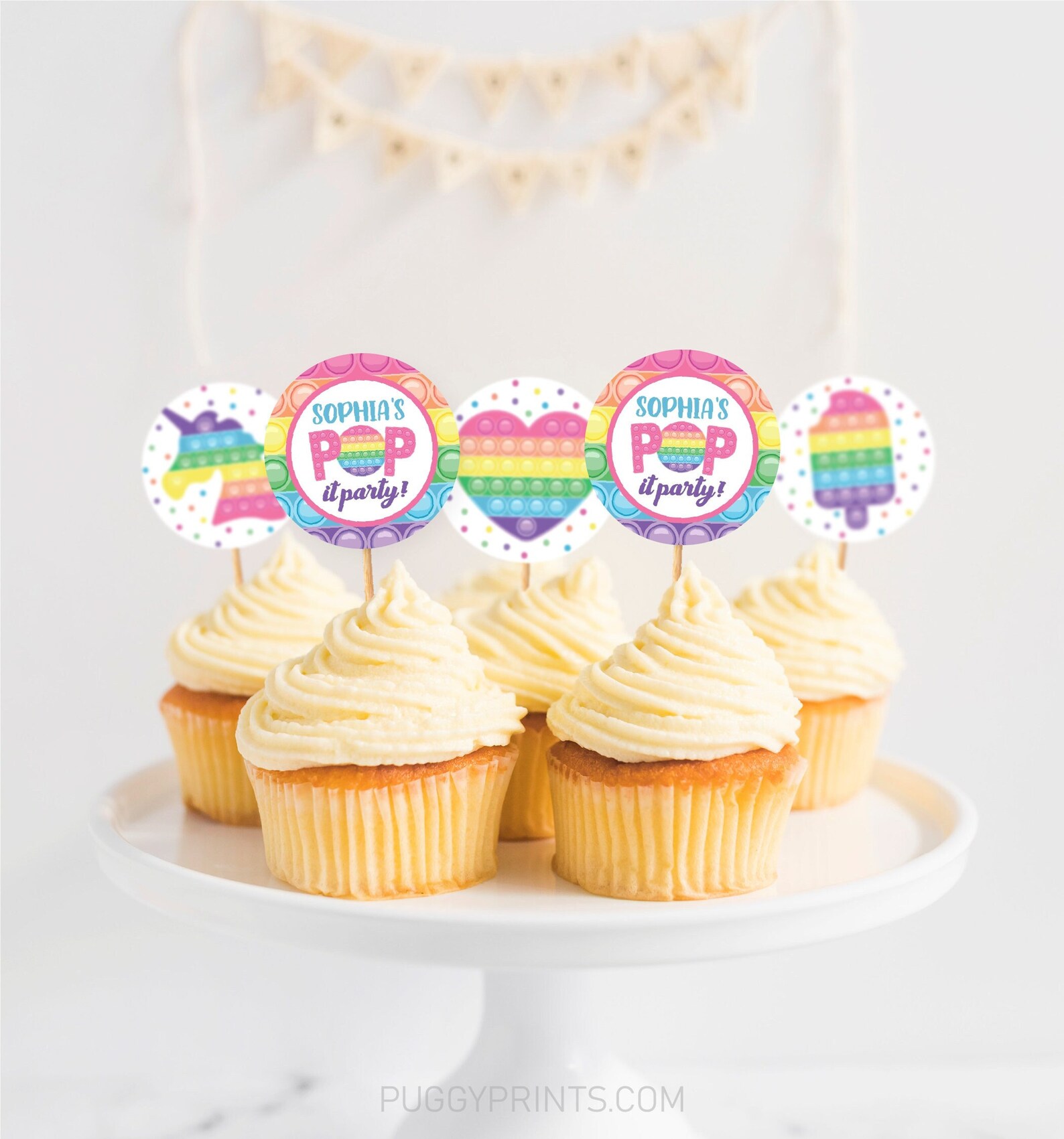 Pop It Birthday Cupcake Toppers Editable Pop It Cupcake - Etsy