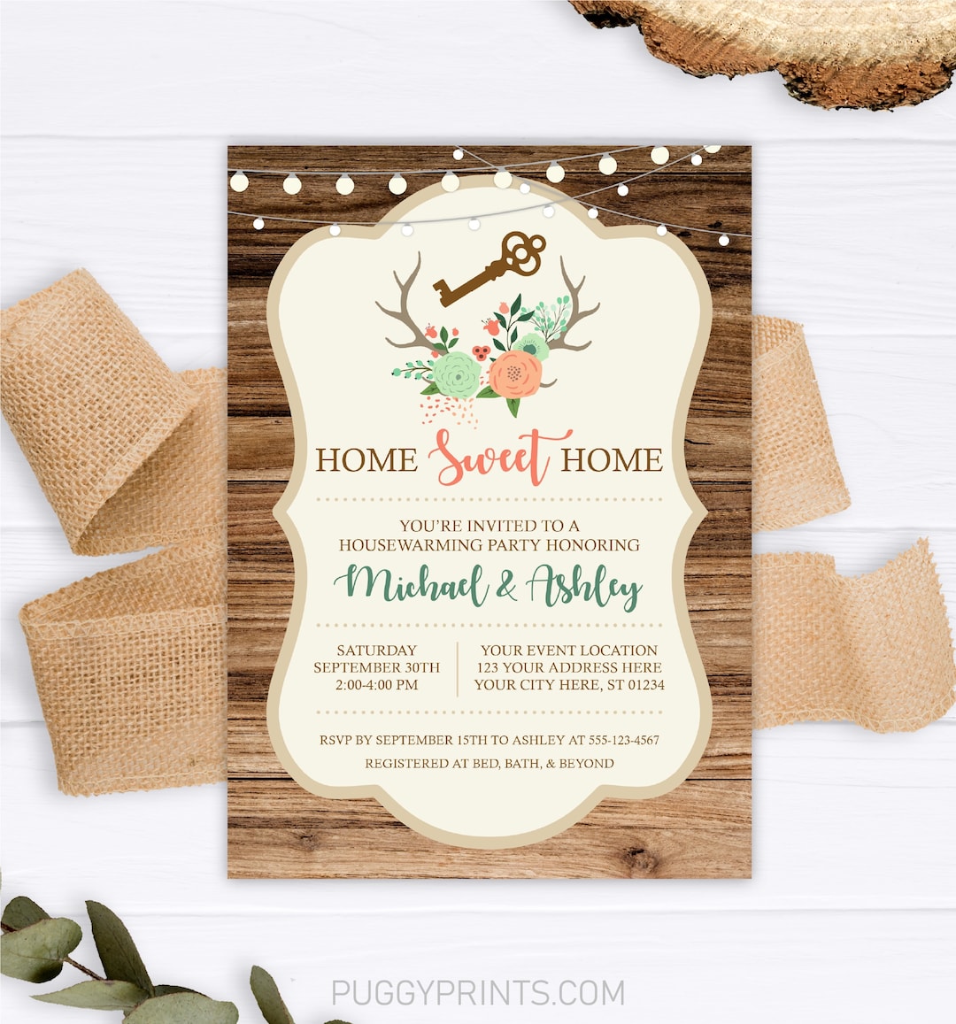 Rustic Housewarming Invitation, Housewarming Invitation Key, Deer ...