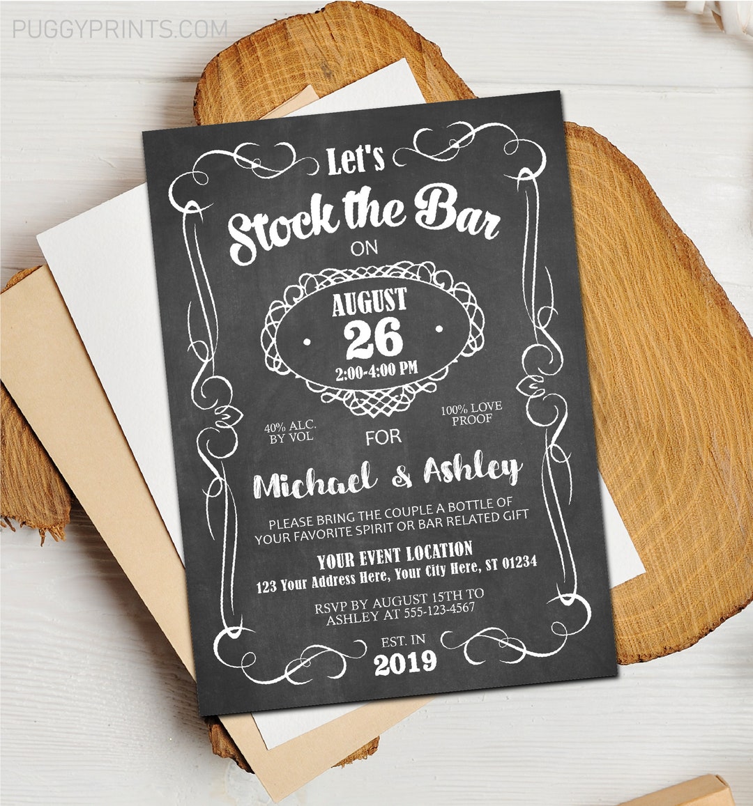 Stock the Bar Engagement Party Invitation, Editable Stock the Bar ...